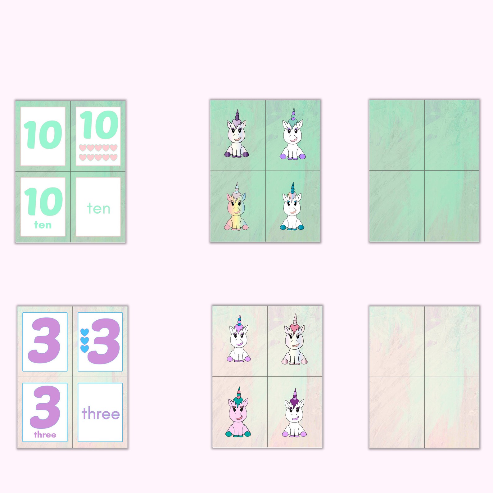 Unicorn Number Flashcards, Unicorn Counting Flashcards, Preschool ...