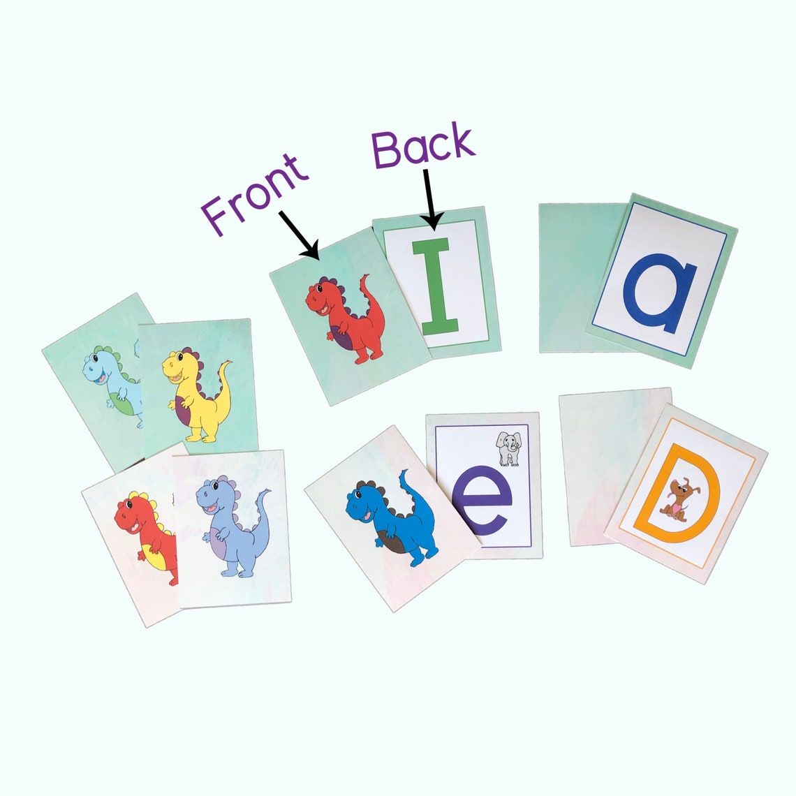 Dinosaur Letter Flashcards Dinosaur Alphabet Flashcards - Etsy