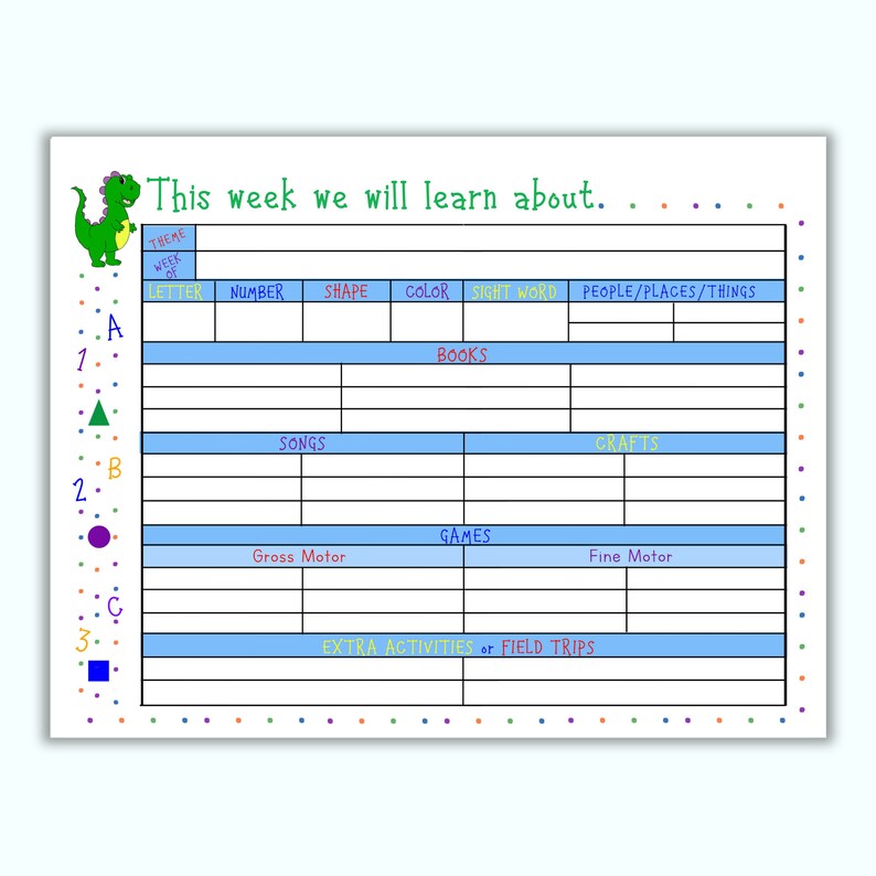 Dinosaur Preschool Planner, Dinosaur Preschool, Preschool Planner ...