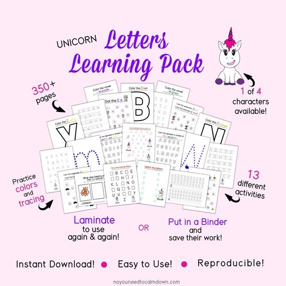 Unicorn Letter Learning Pack Learning Letters Unicorn - Etsy