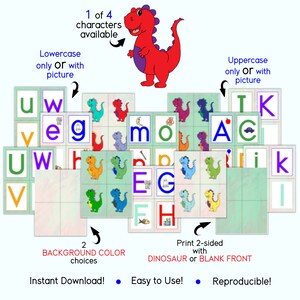 Dinosaur Letter Flashcards, Dinosaur Alphabet Flashcards, Preschool ...