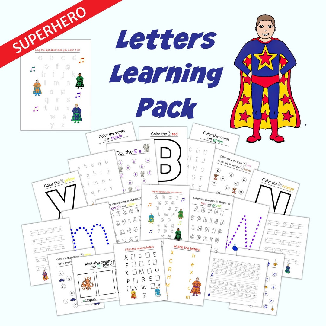 Superhero Letter Learning Pack, Learning Letters, Superhero Alphabet ...
