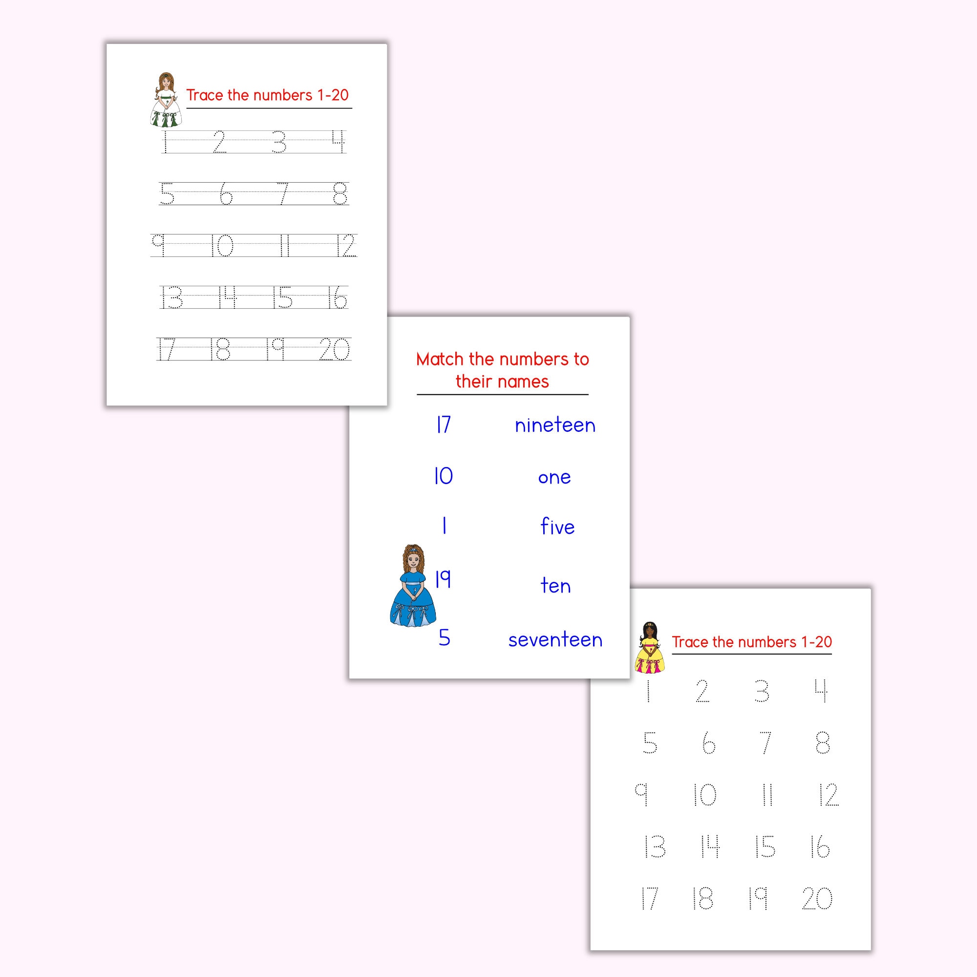 Princess Number Learning Pack, Learning Numbers, Princess Counting ...