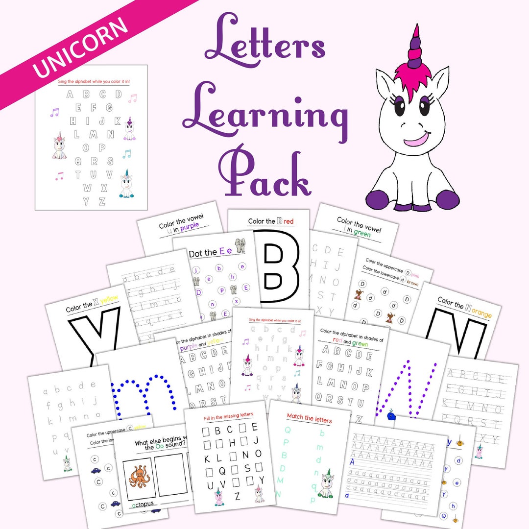 Unicorn Letter Learning Pack, Learning Letters, Unicorn Alphabet ...