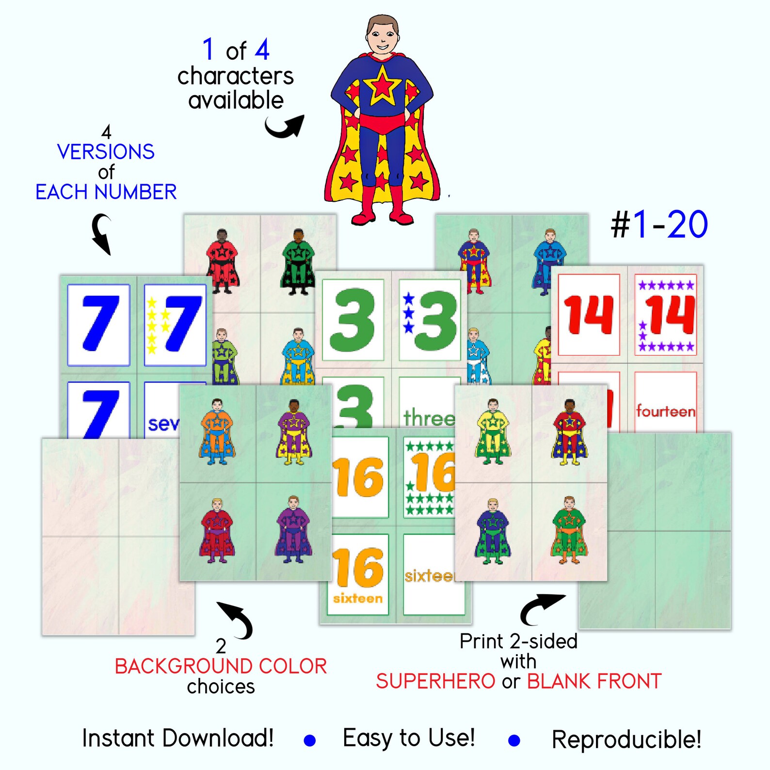 Superhero Number Flashcards, Superhero Counting Flashcards, Preschool ...