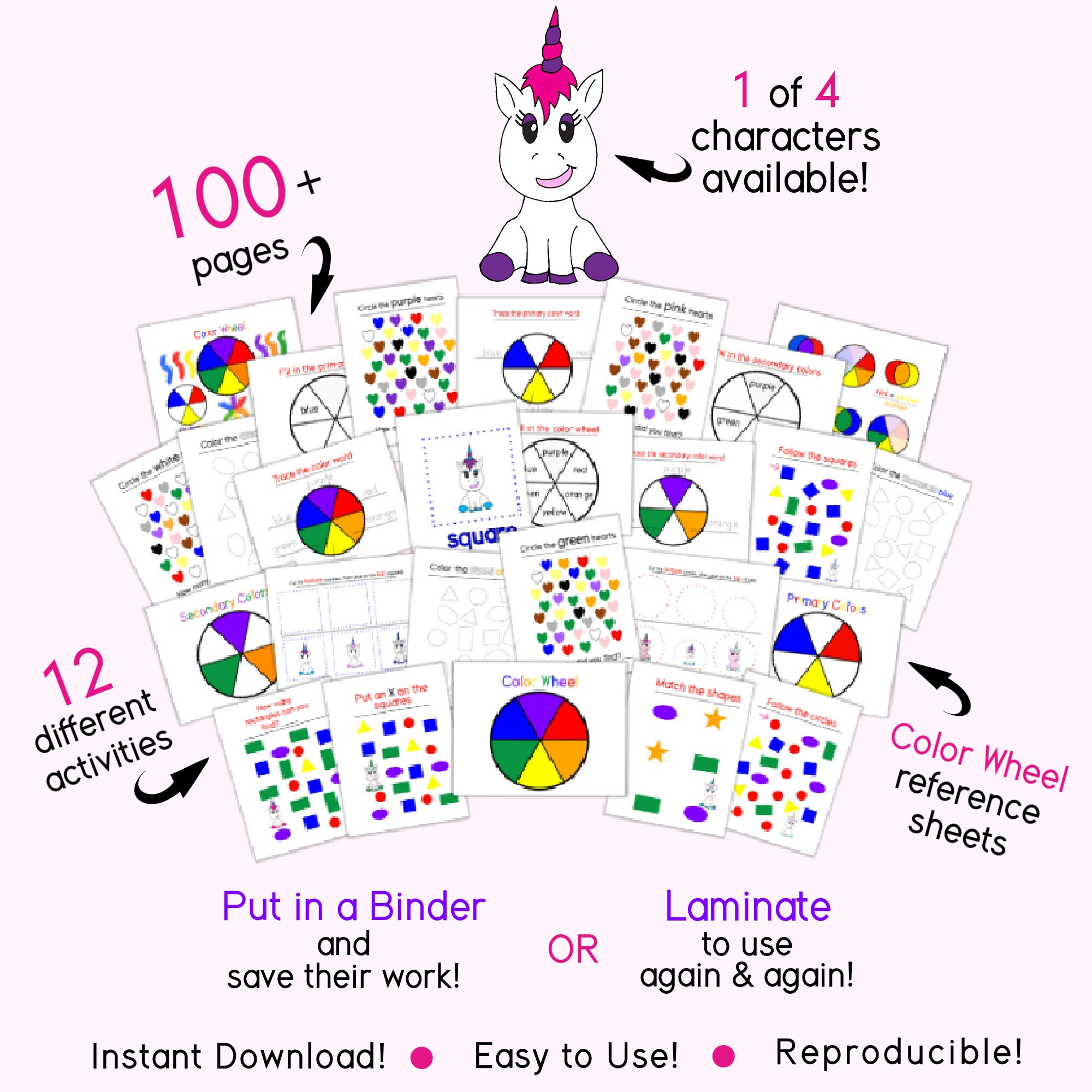 Unicorn Shapes and Colors Shapes and Colors Workbook - Etsy