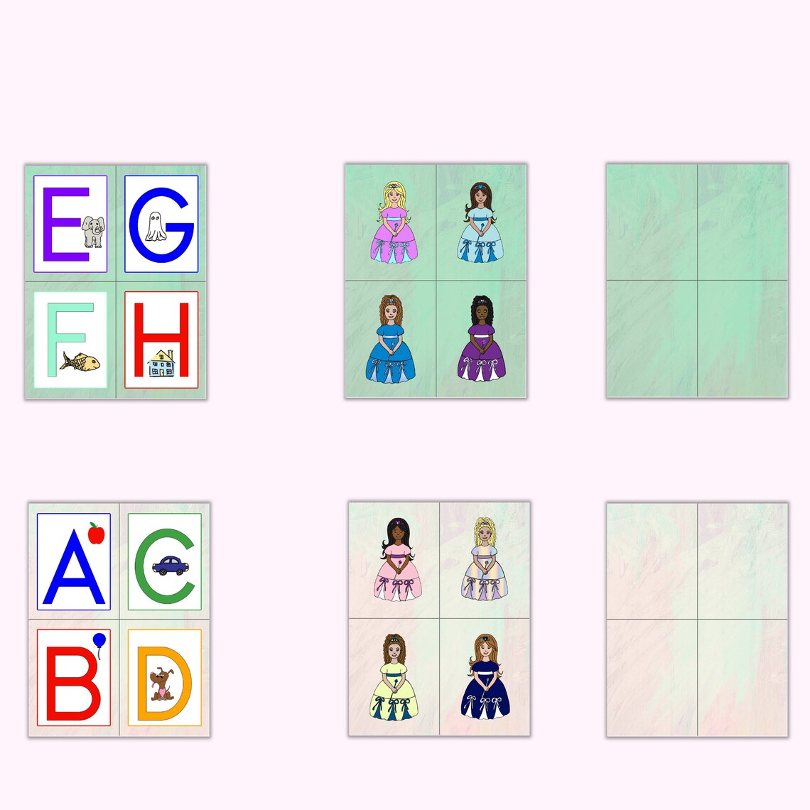 Princess Letter Flashcards Princess Alphabet Flashcards - Etsy