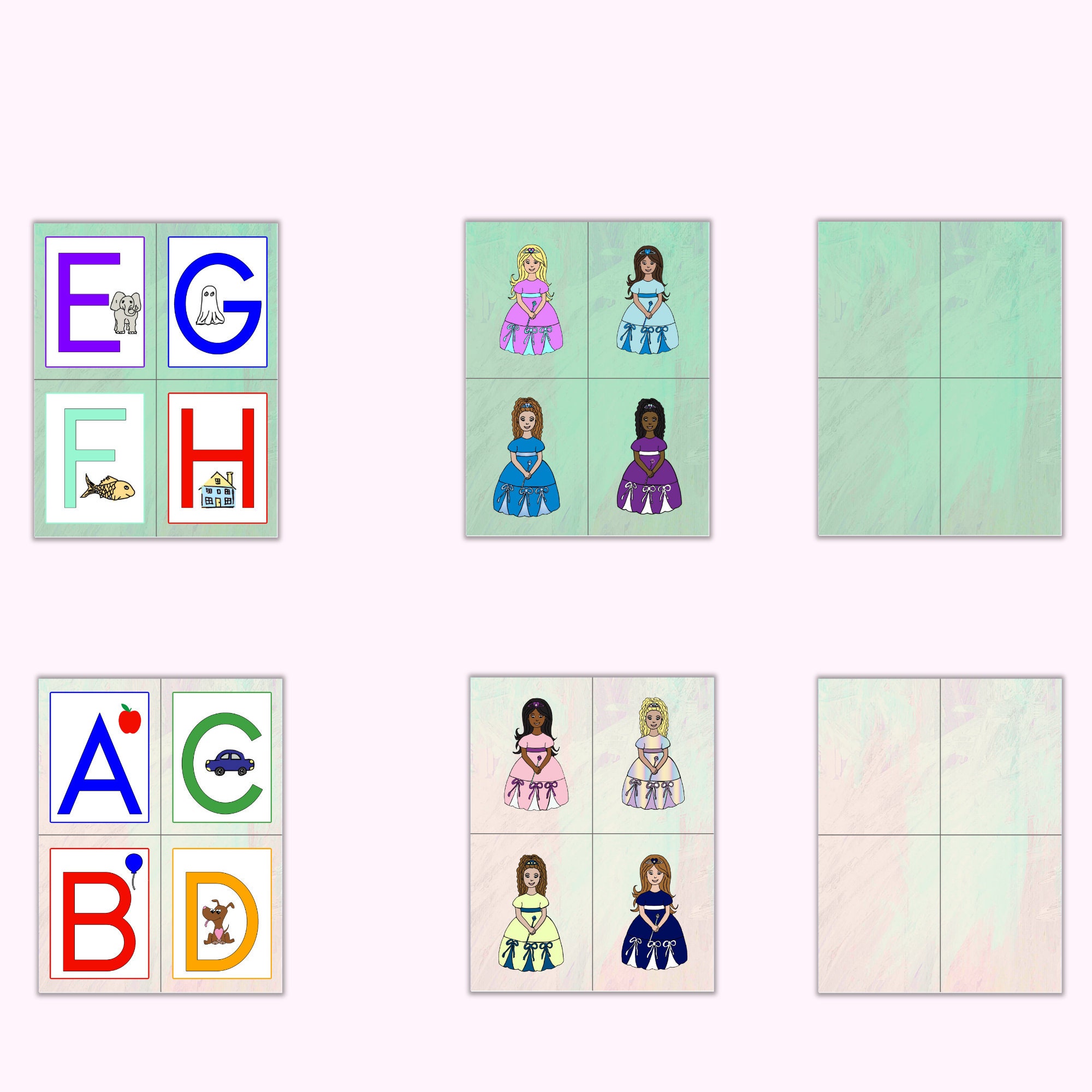 Princess Letter Flashcards Princess Alphabet Flashcards - Etsy