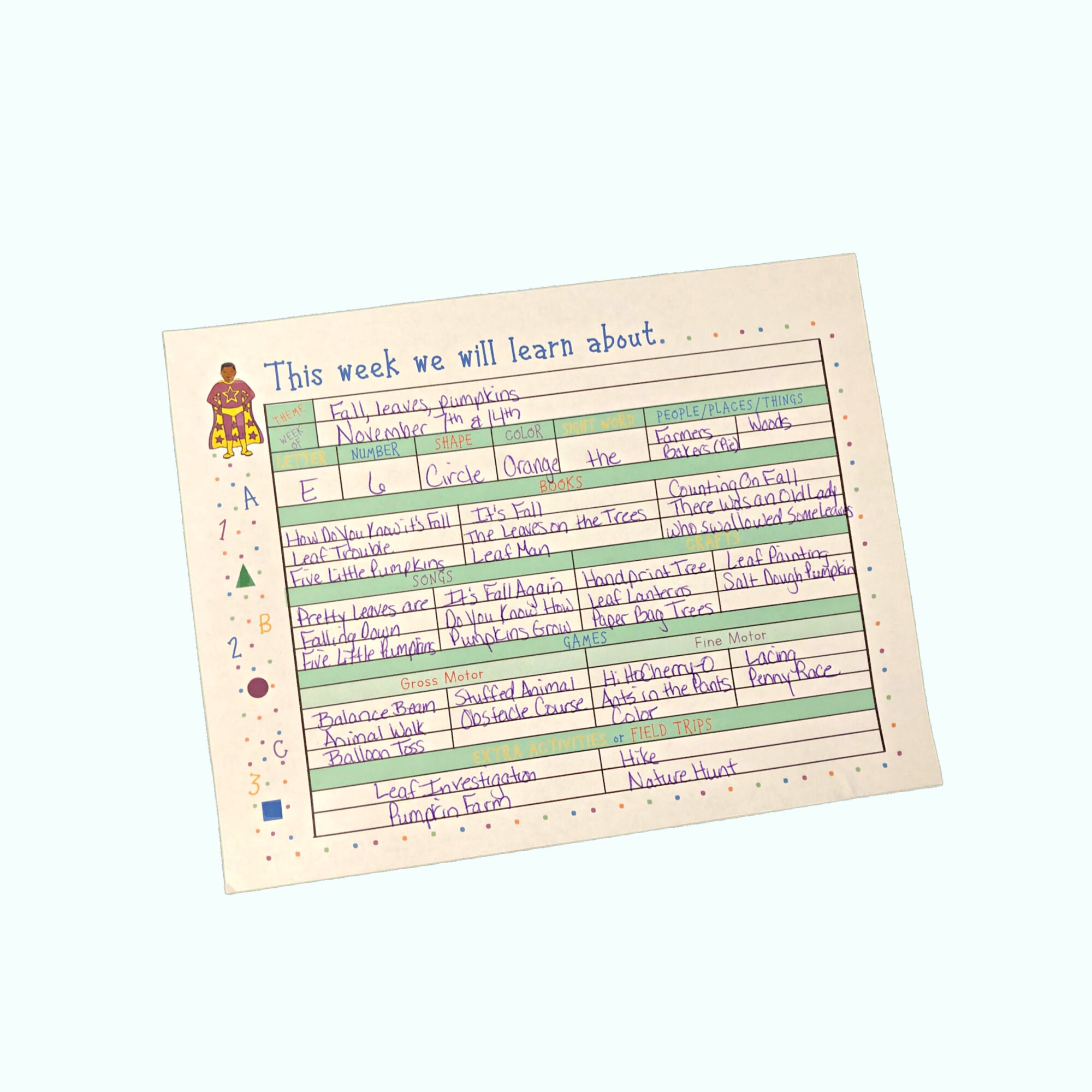 Superhero Preschool Planner, Superhero Preschool, Preschool Planner ...