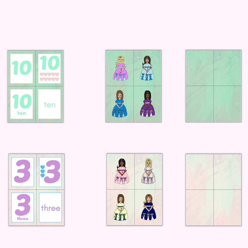Princess Number Flashcards, Princess Counting Flashcards, Preschool ...