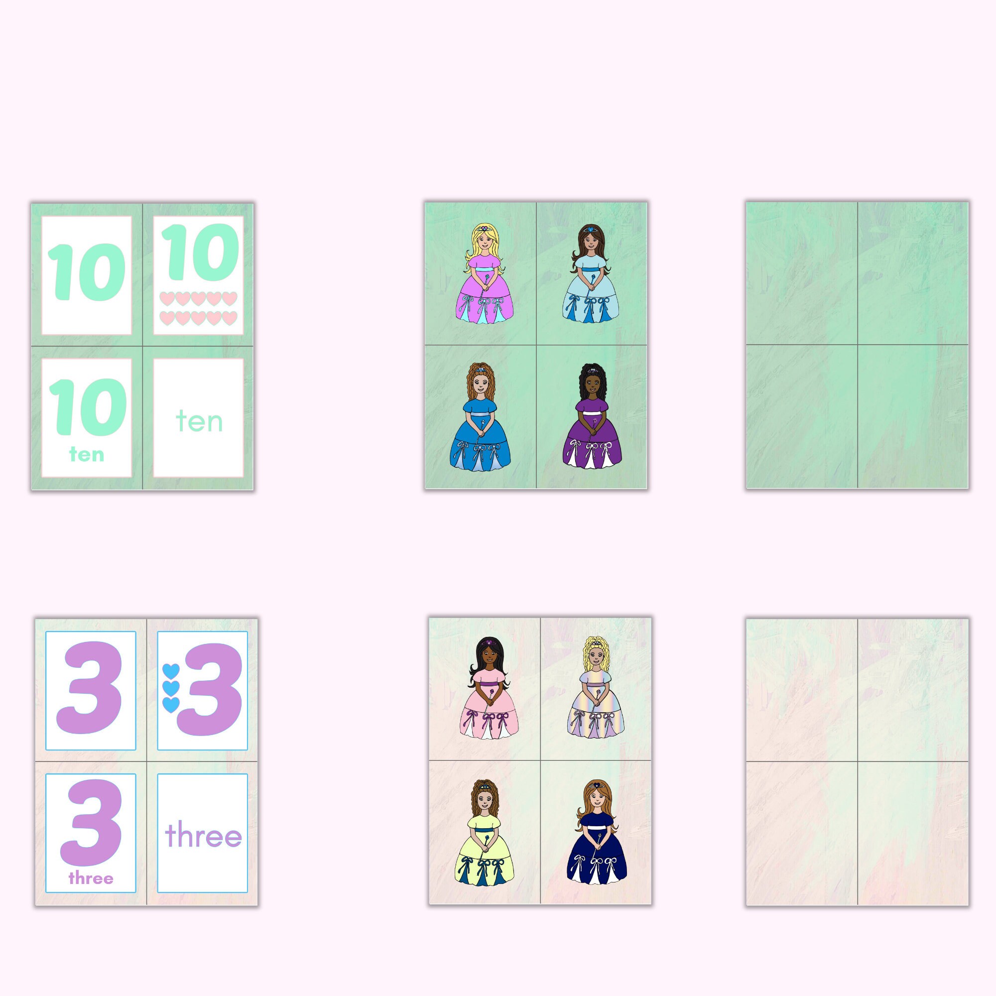 Princess Number Flashcards, Princess Counting Flashcards, Preschool ...