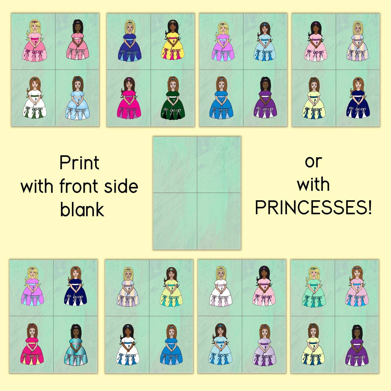 Princess Letter Flashcards Princess Alphabet Flashcards - Etsy