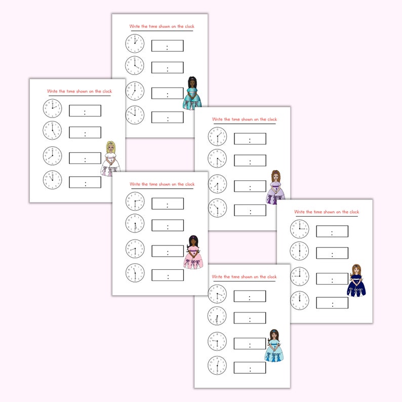 Princess Time Pack, Learning Time Printables, Learning Time Worksheets ...