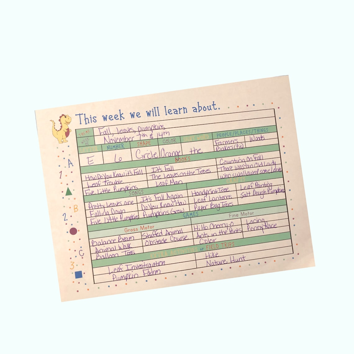 Dinosaur Preschool Planner, Dinosaur Preschool, Preschool Planner ...