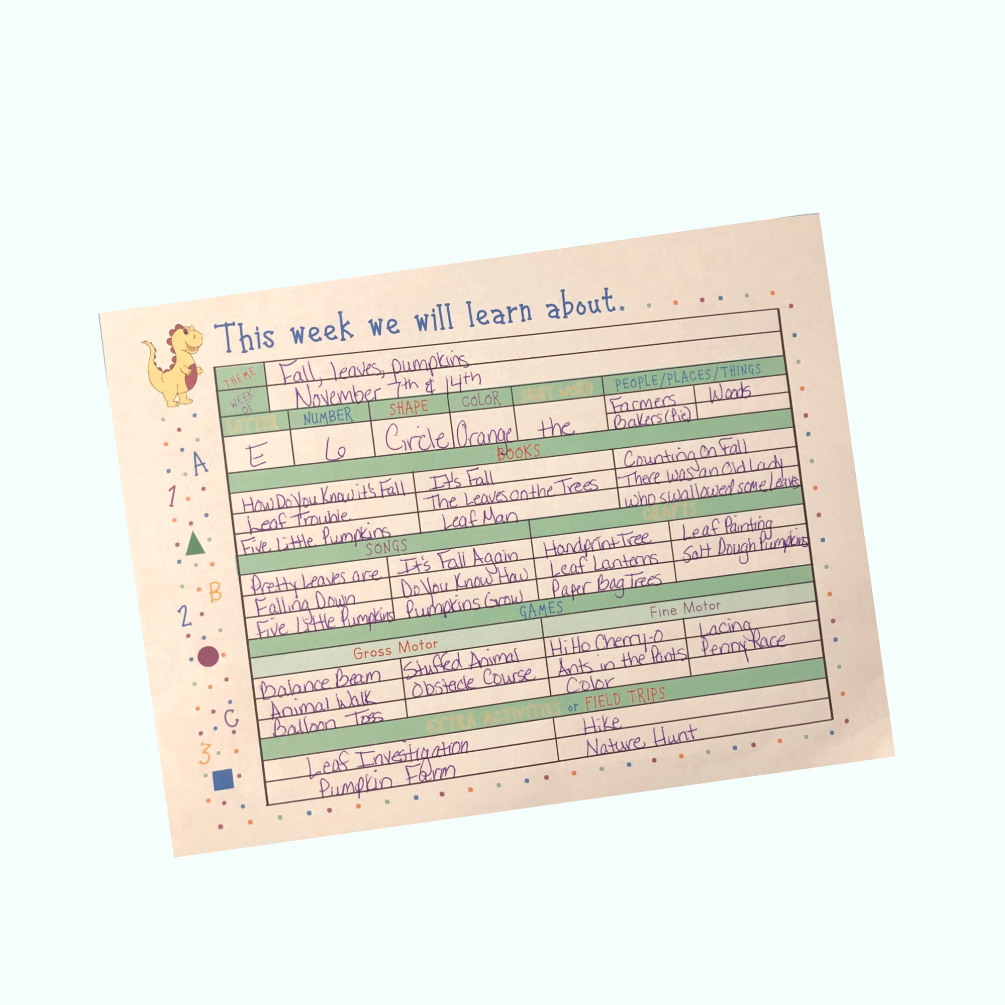 Dinosaur Preschool Planner, Dinosaur Preschool, Preschool Planner ...