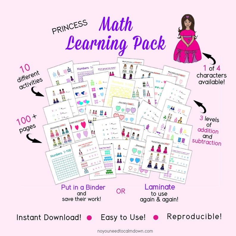 Princess Math Pack Preschool Math Pack Math Printables - Etsy