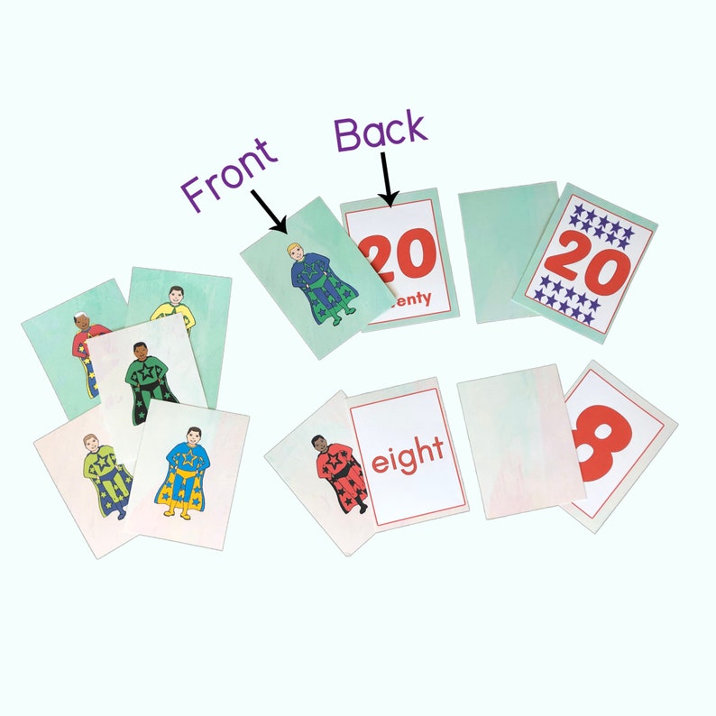 Superhero Number Flashcards Superhero Counting Flashcards - Etsy