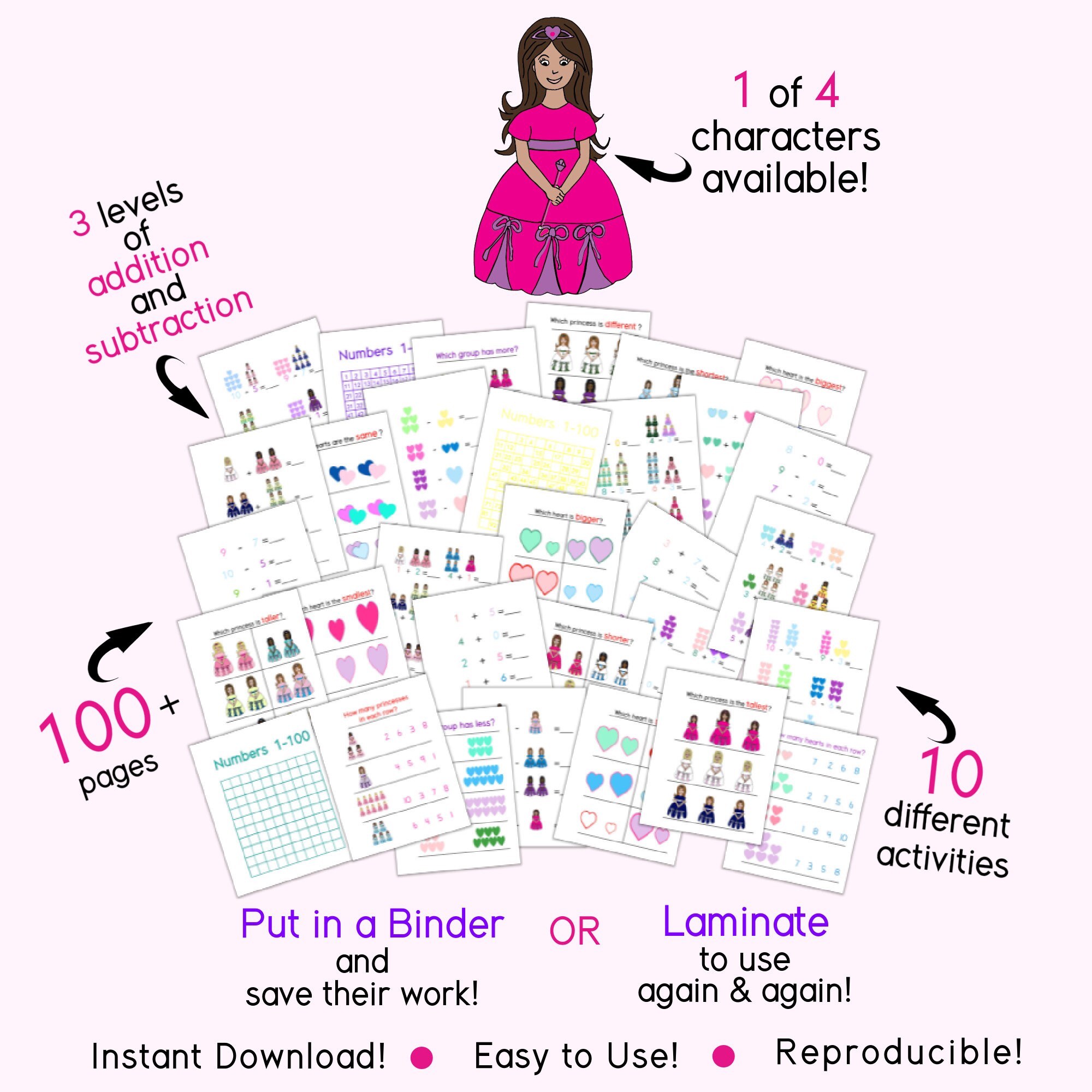 Princess Math Pack, Preschool Math Pack, Math Printables, Preschool ...