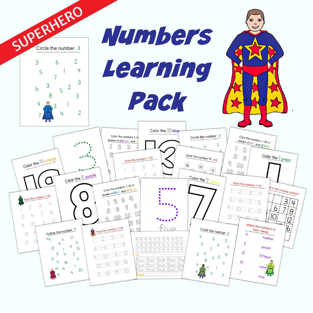 Superhero Number Learning Pack, Learning Numbers, Superhero Counting ...