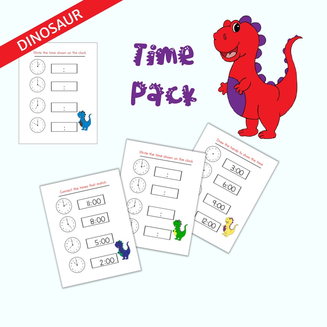 Dinosaur Time Pack, Learning Time Printables, Learning Time Worksheets ...