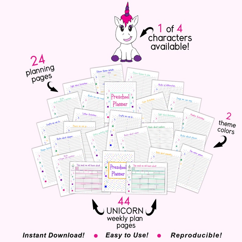 Unicorn Preschool Planner, Unicorn Preschool, Preschool Planner ...