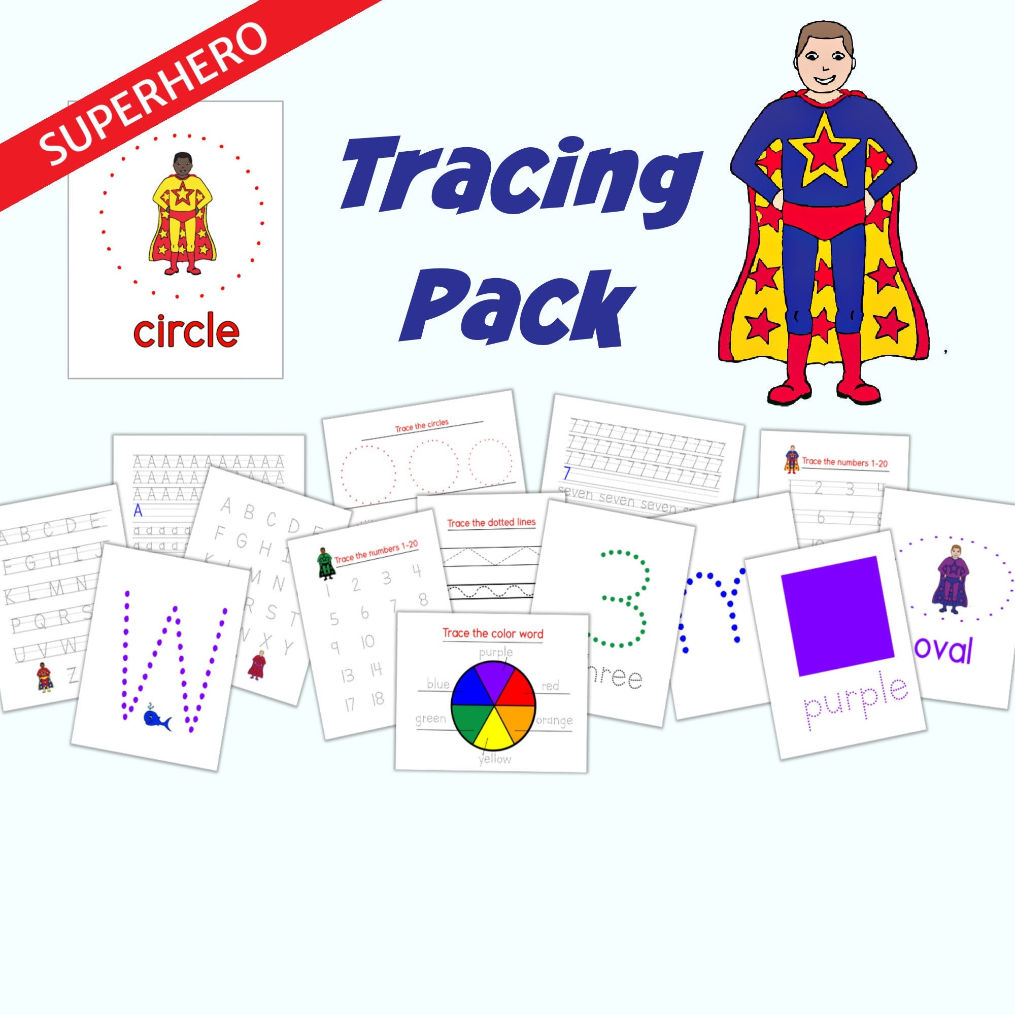 Superhero Tracing Pack, Superhero Preschool, Preschool Tracing ...