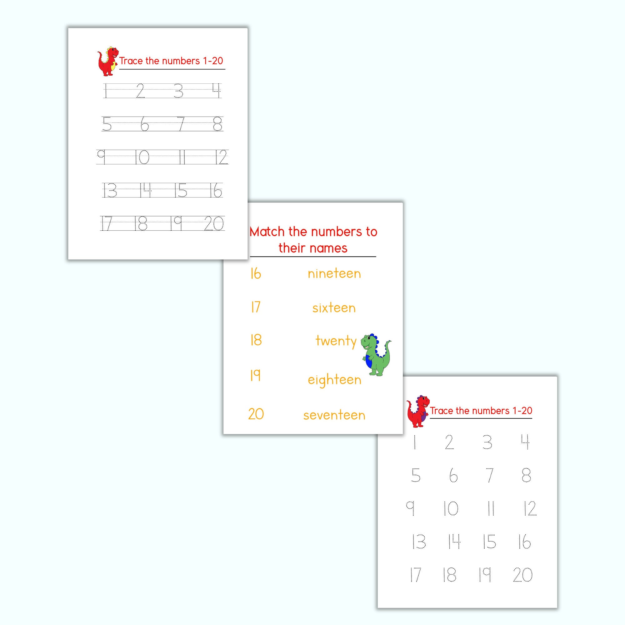 Dinosaur Number Learning Pack, Learning Numbers, Dinosaur Counting ...
