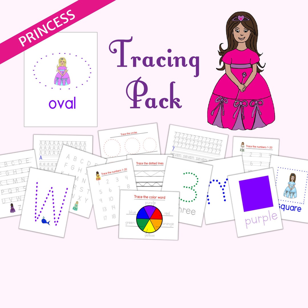 Princess Tracing Pack, Princess Preschool, Preschool Tracing, Princess ...