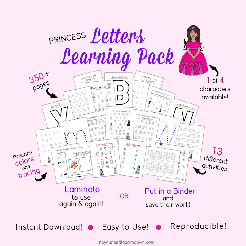 Princess Letter Learning Pack Learning Letters Princess - Etsy