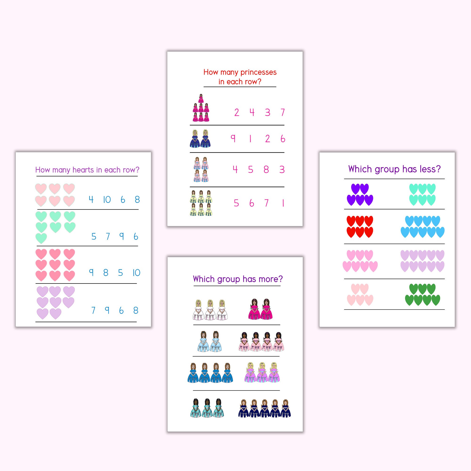 Princess Math Pack, Preschool Math Pack, Math Printables, Preschool ...