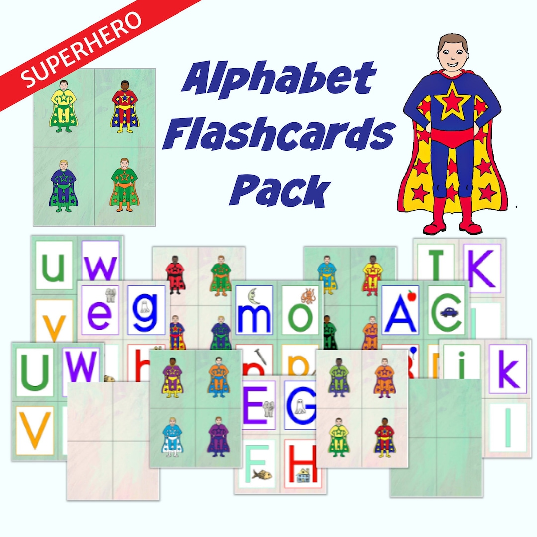 Superhero Letter Flashcards, Superhero Alphabet Flashcards, Preschool ...