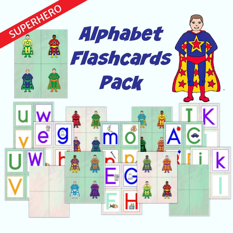 Superhero Letter Flashcards, Superhero Alphabet Flashcards, Preschool ...