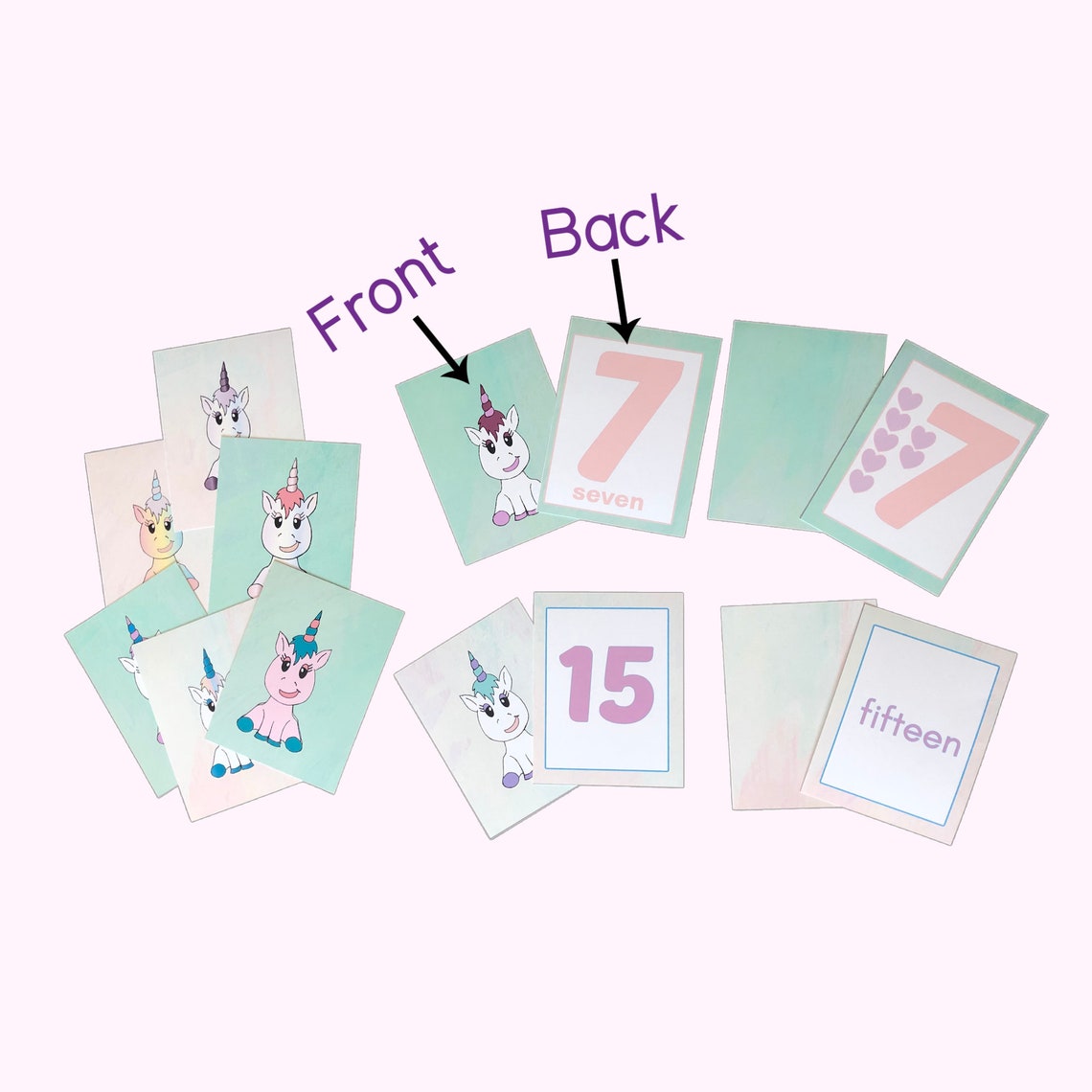 Unicorn Number Flashcards, Unicorn Counting Flashcards, Preschool ...