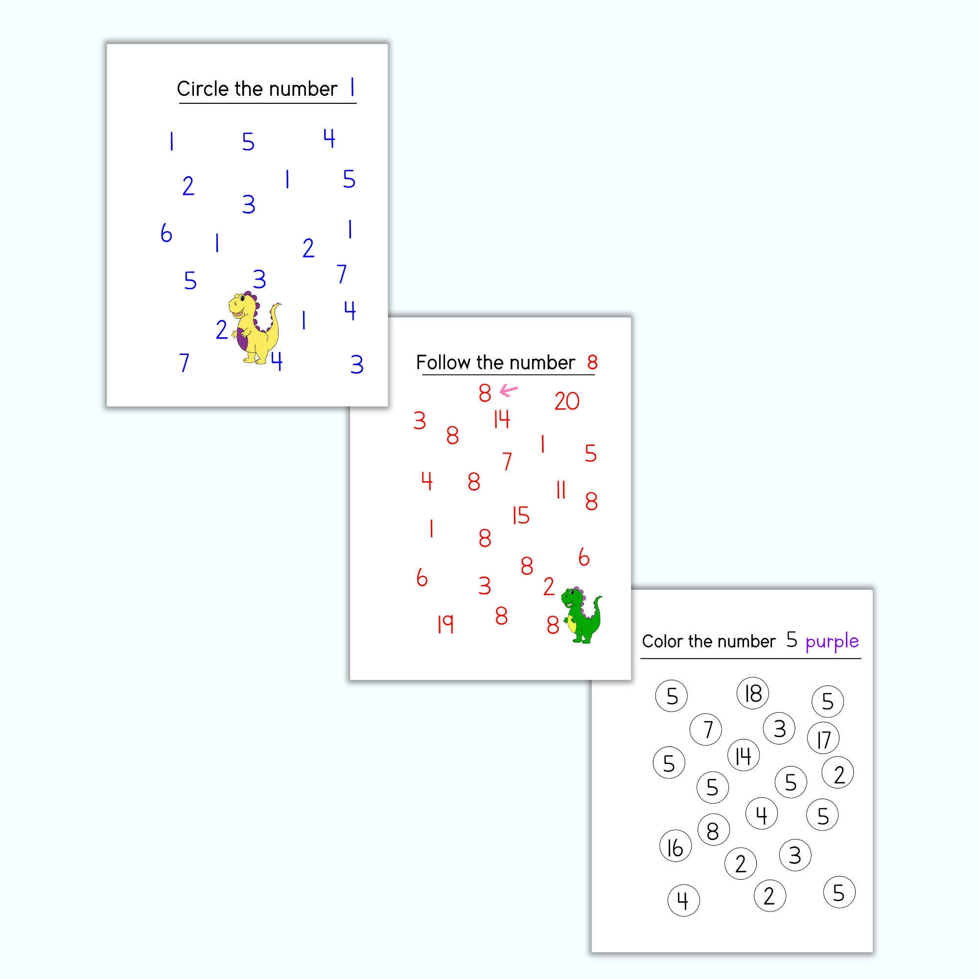 Dinosaur Number Learning Pack, Learning Numbers, Dinosaur Counting ...