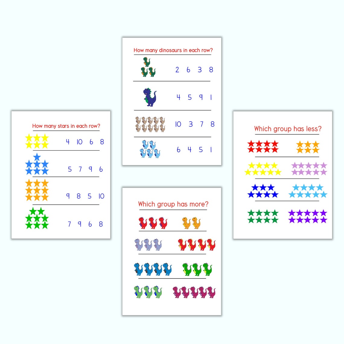 Dinosaur Math Pack, Preschool Math Pack, Math Printables, Preschool ...