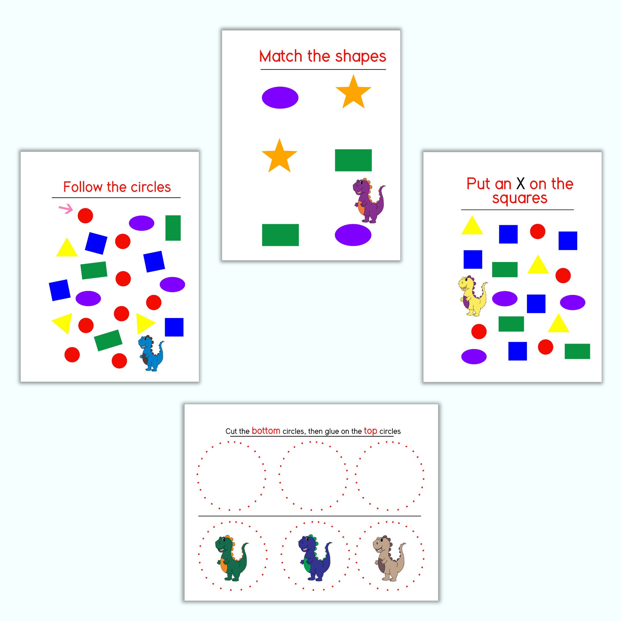 Dinosaur Shapes and Colors Shapes and Colors Workbook - Etsy