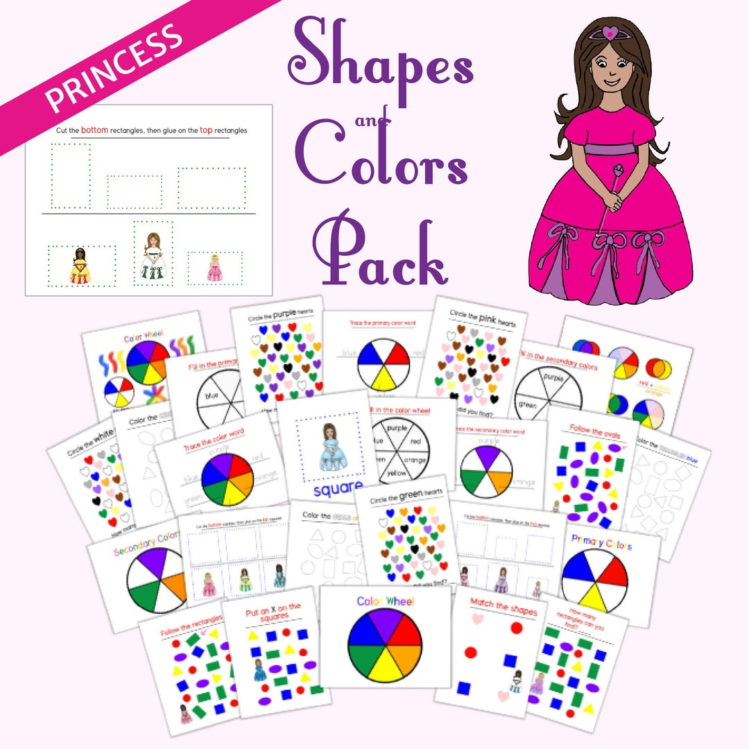 Princess Shapes and Colors, Shapes and Colors Workbook, Preschool ...