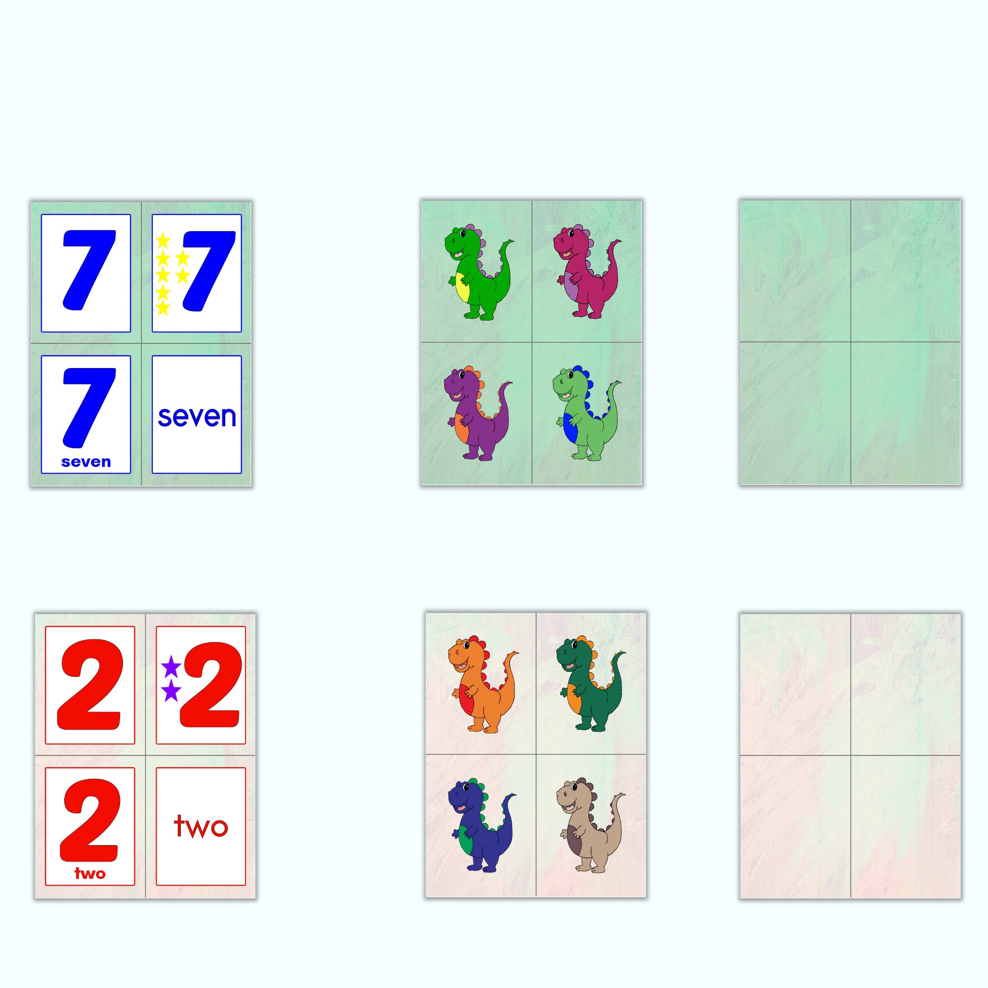 Dinosaur Number Flashcards, Dinosaur Counting Flashcards, Preschool ...