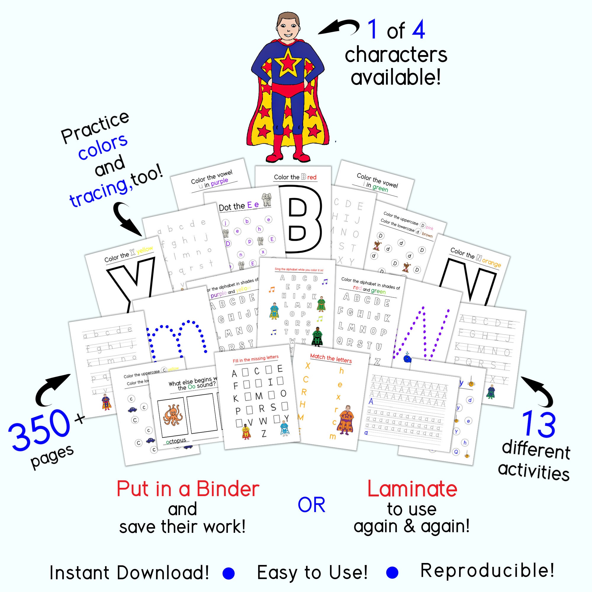 Superhero Letter Learning Pack, Learning Letters, Superhero Alphabet ...