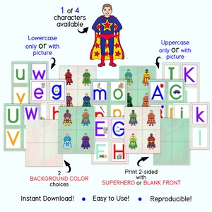 Superhero Letter Flashcards, Superhero Alphabet Flashcards, Preschool ...