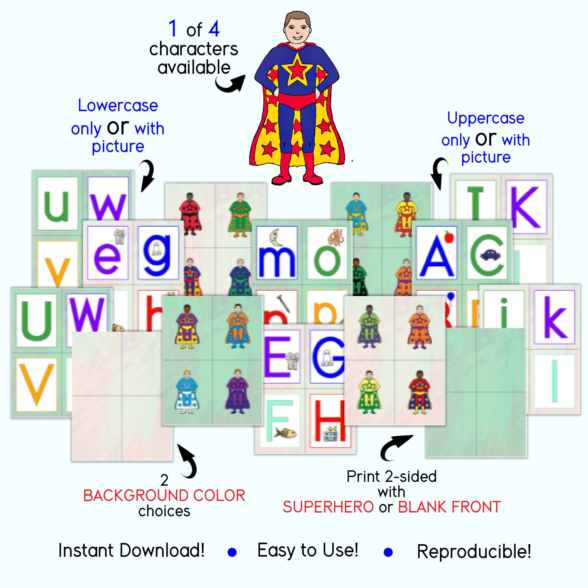Superhero Letter Flashcards, Superhero Alphabet Flashcards, Preschool ...