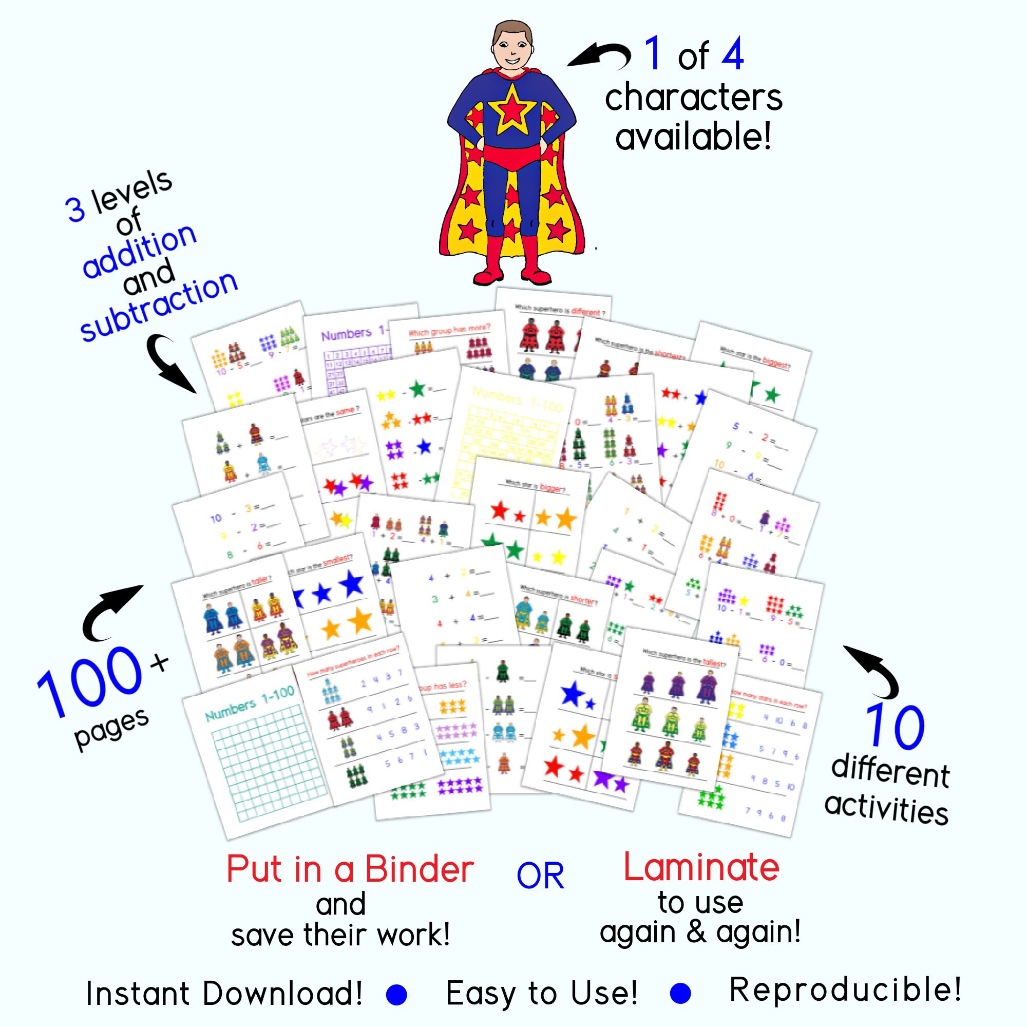 Superhero Math Pack, Preschool Math Pack, Math Printables, Preschool ...