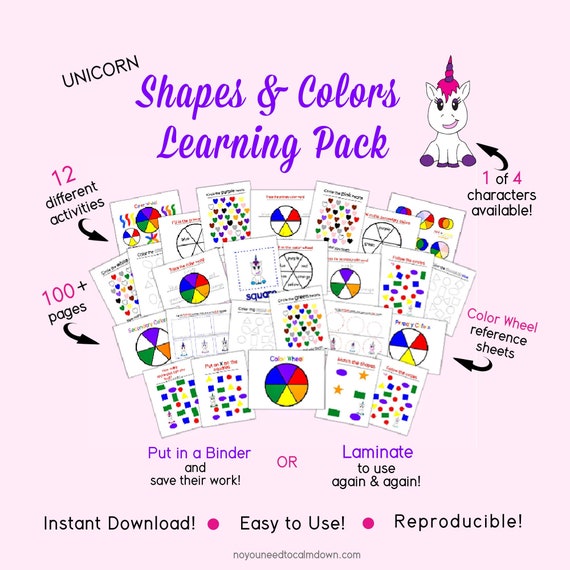 Unicorn Shapes and Colors Shapes and Colors Workbook - Etsy