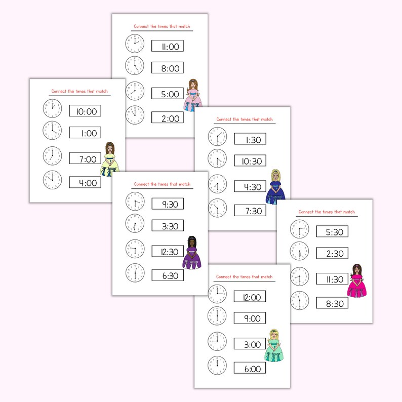 Princess Time Pack, Learning Time Printables, Learning Time Worksheets ...