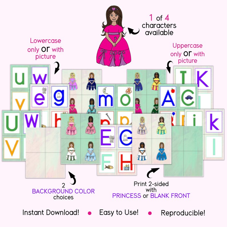 Princess Letter Flashcards, Princess Alphabet Flashcards, Preschool ...