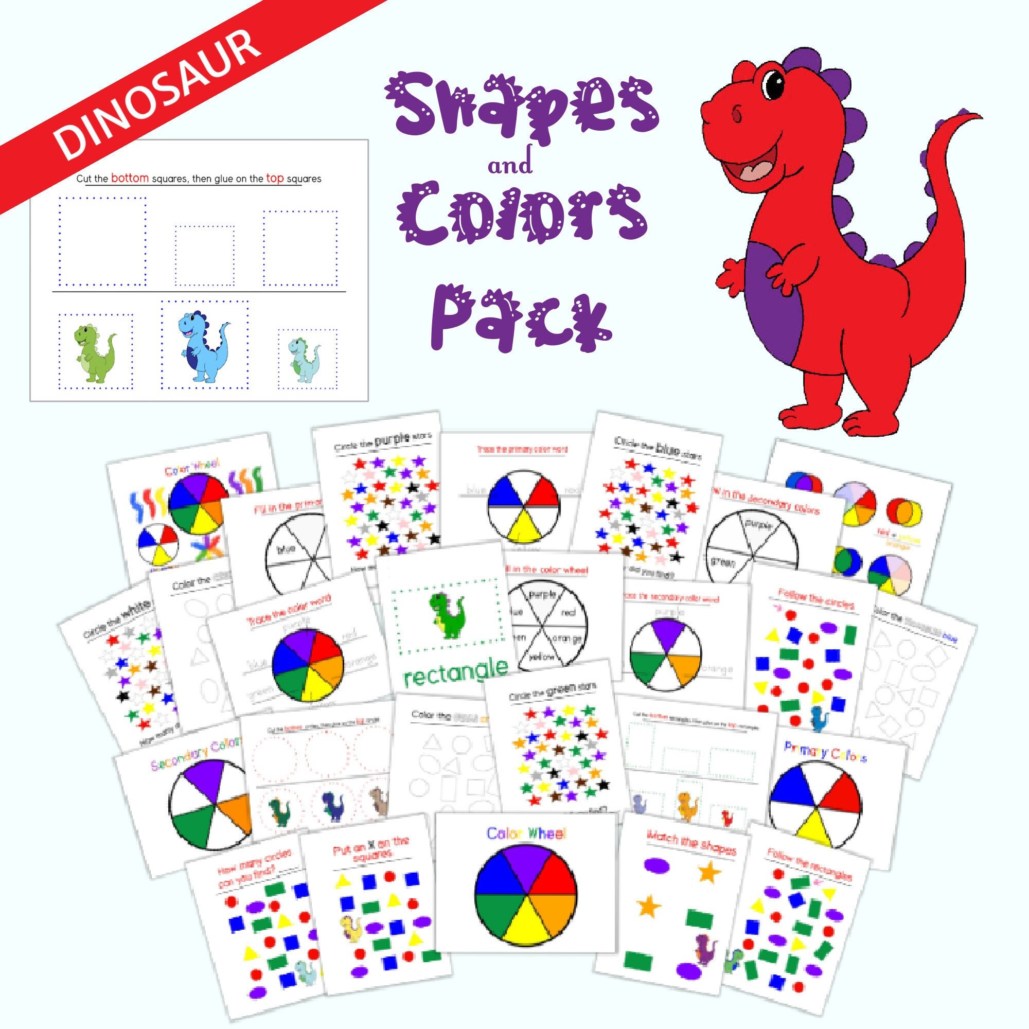 Dinosaur Shapes and Colors, Shapes and Colors Workbook, Preschool ...