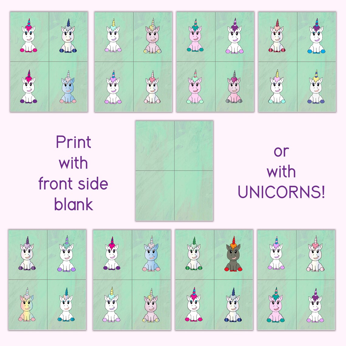 Unicorn Number Flashcards, Unicorn Counting Flashcards, Preschool ...