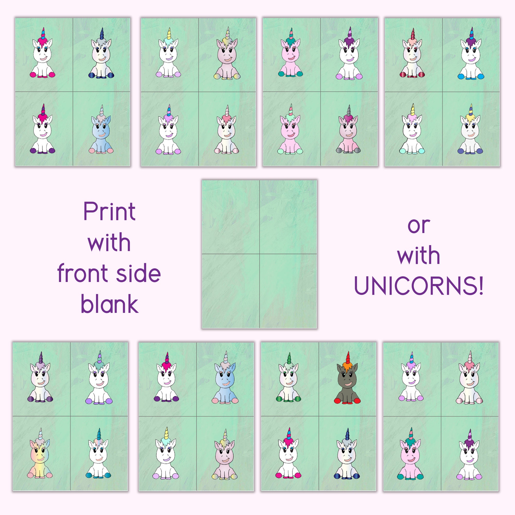 Unicorn Number Flashcards, Unicorn Counting Flashcards, Preschool ...