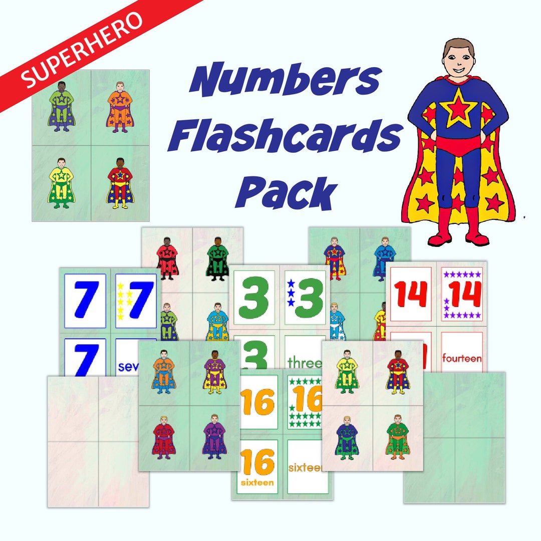 Superhero Number Flashcards, Superhero Counting Flashcards, Preschool ...