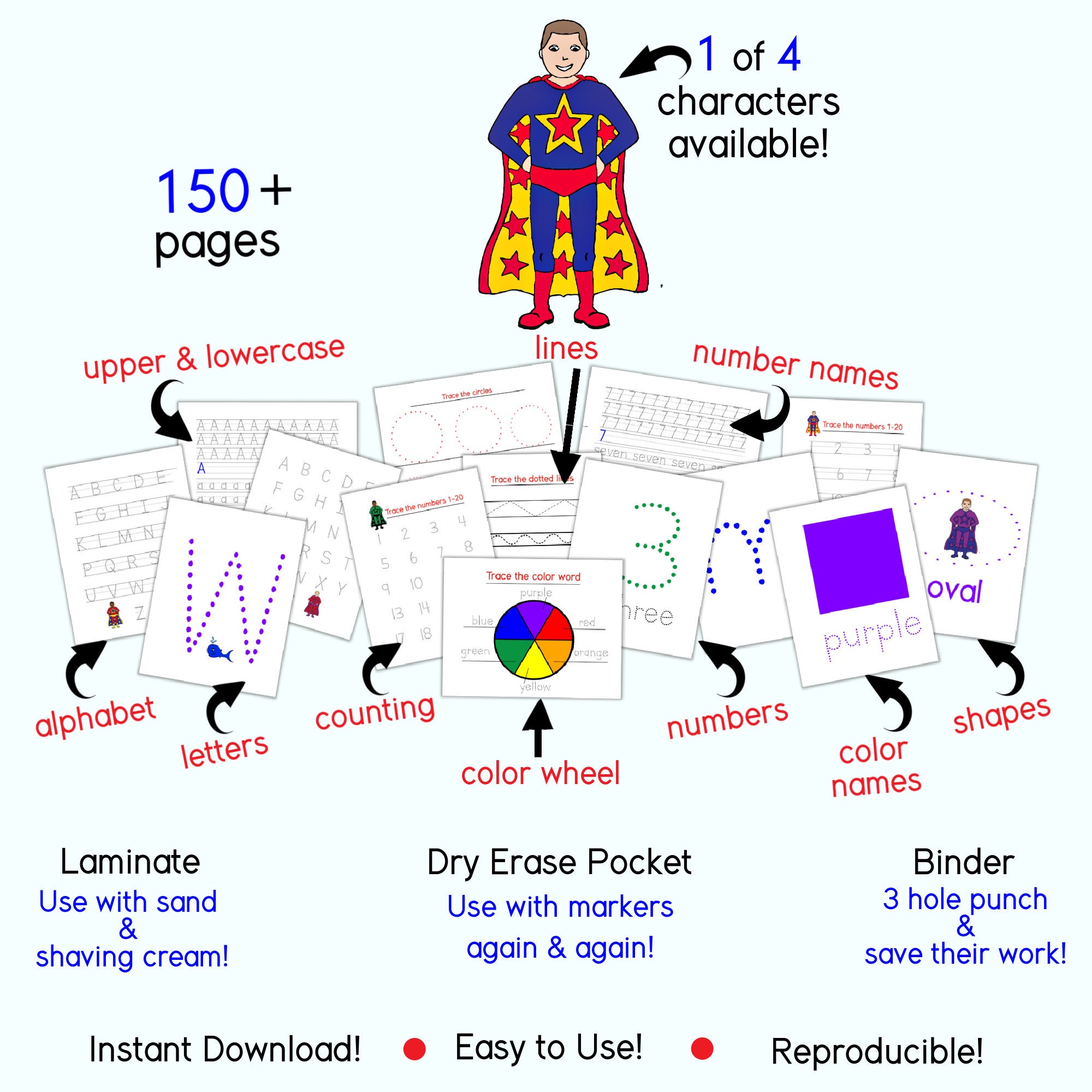 Superhero Tracing Pack, Superhero Preschool, Preschool Tracing ...